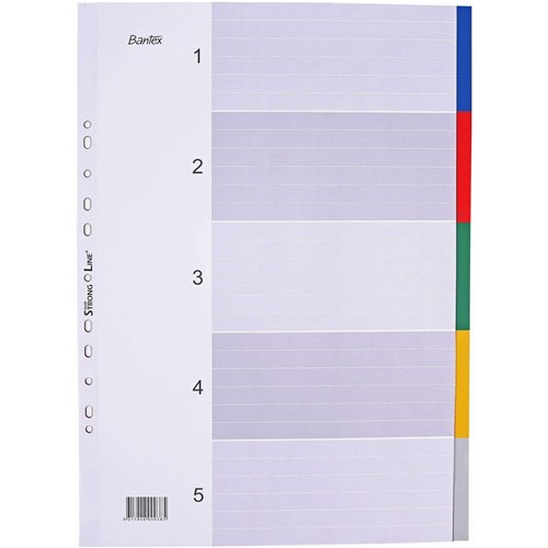 Dividers - Bantex Divider A3 5 Tabs Portrait Assorted - NSW Office ...